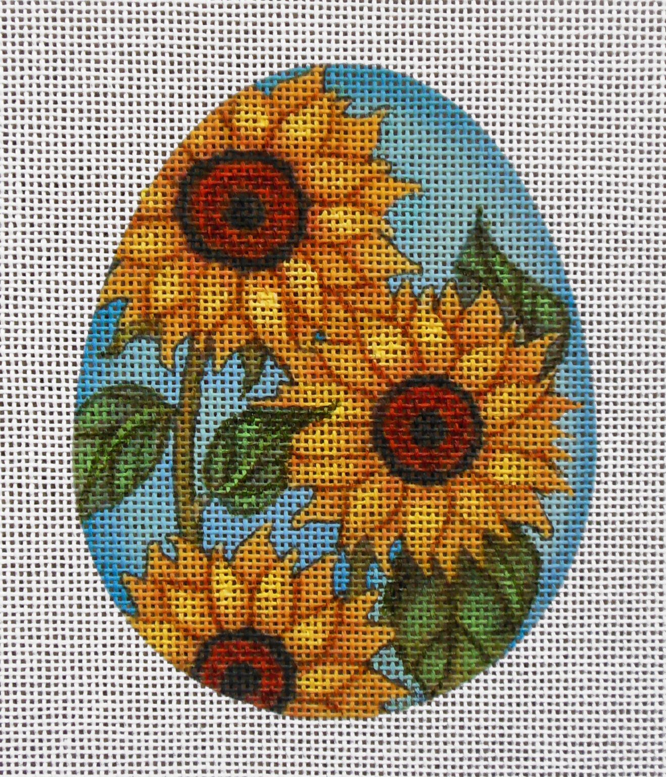 Sunflower Egg Needlepoint Canvas - Judyann Needlepoint Canvas